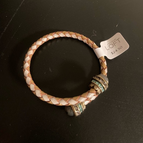 LOFT | Jewelry | Loft Bracelet Orange And White With Green Rhinestones ...